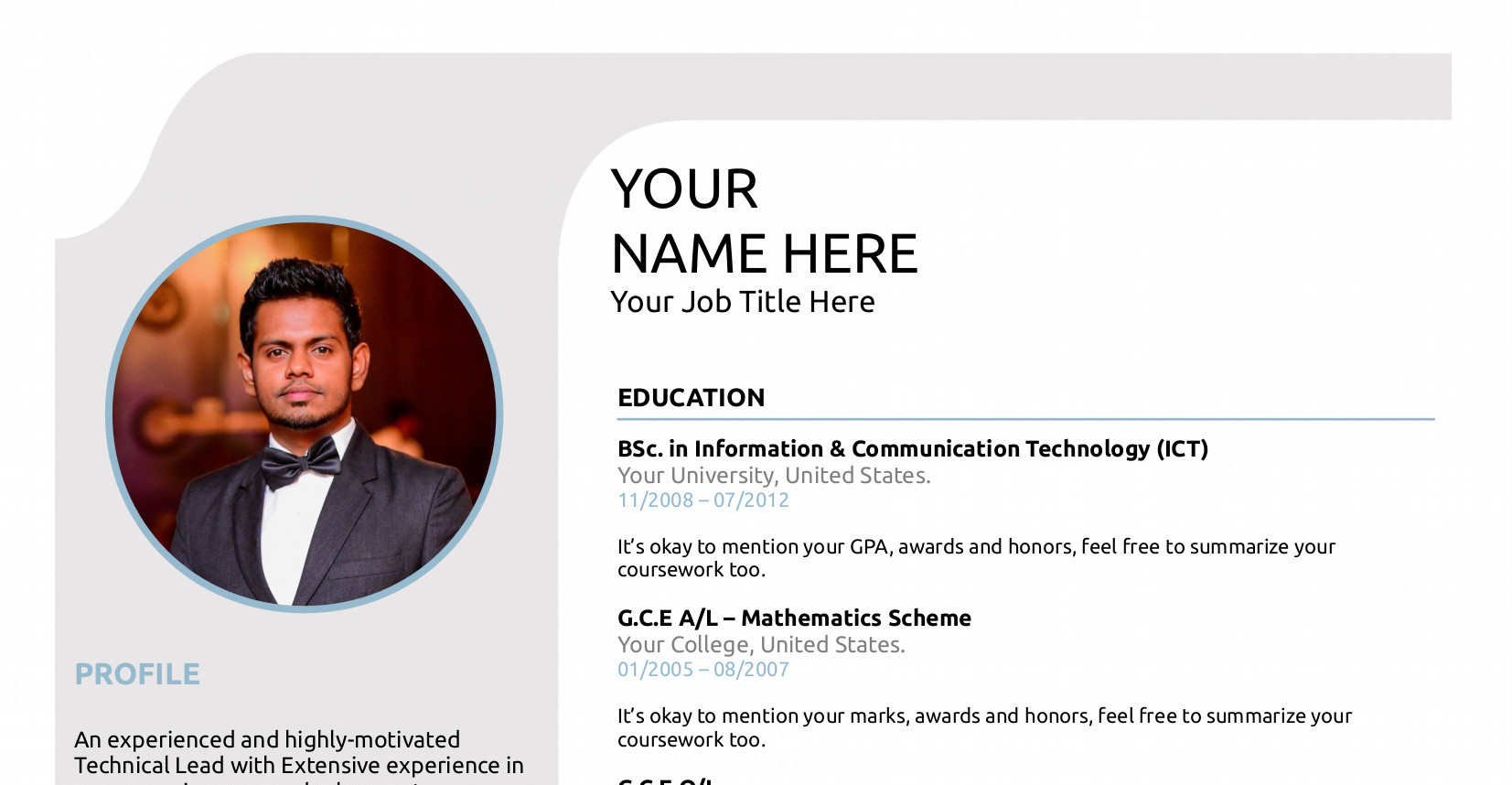 Free Download LibreOffice Writer CV Templates Style 02 Gihan 