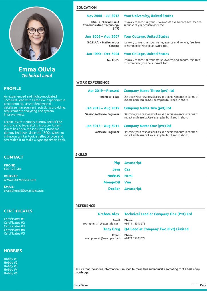LibreOffice Writer Resume Template 03 Gallery Gihan Dilanka