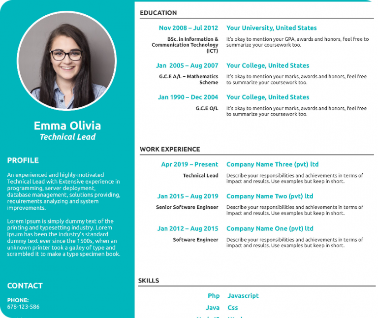 Free Download LibreOffice CV Template Style 3 Gihan Dilanka