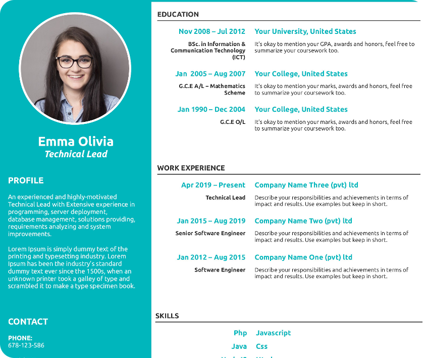 Free Download LibreOffice Writer CV Templates Style 03 Gihan Dilanka