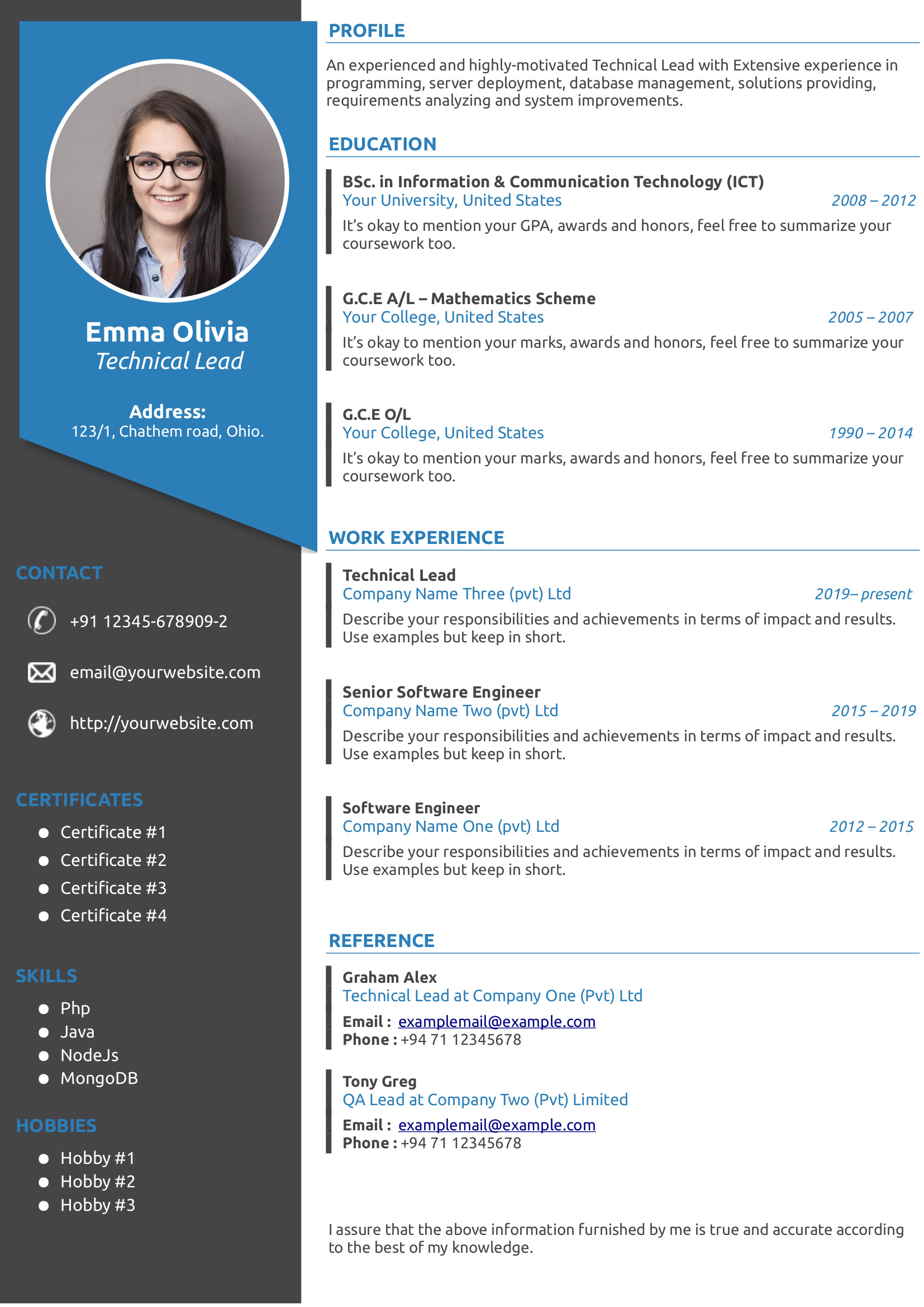 LibreOffice Writer Resume Template 05 Gallery Gihan Dilanka